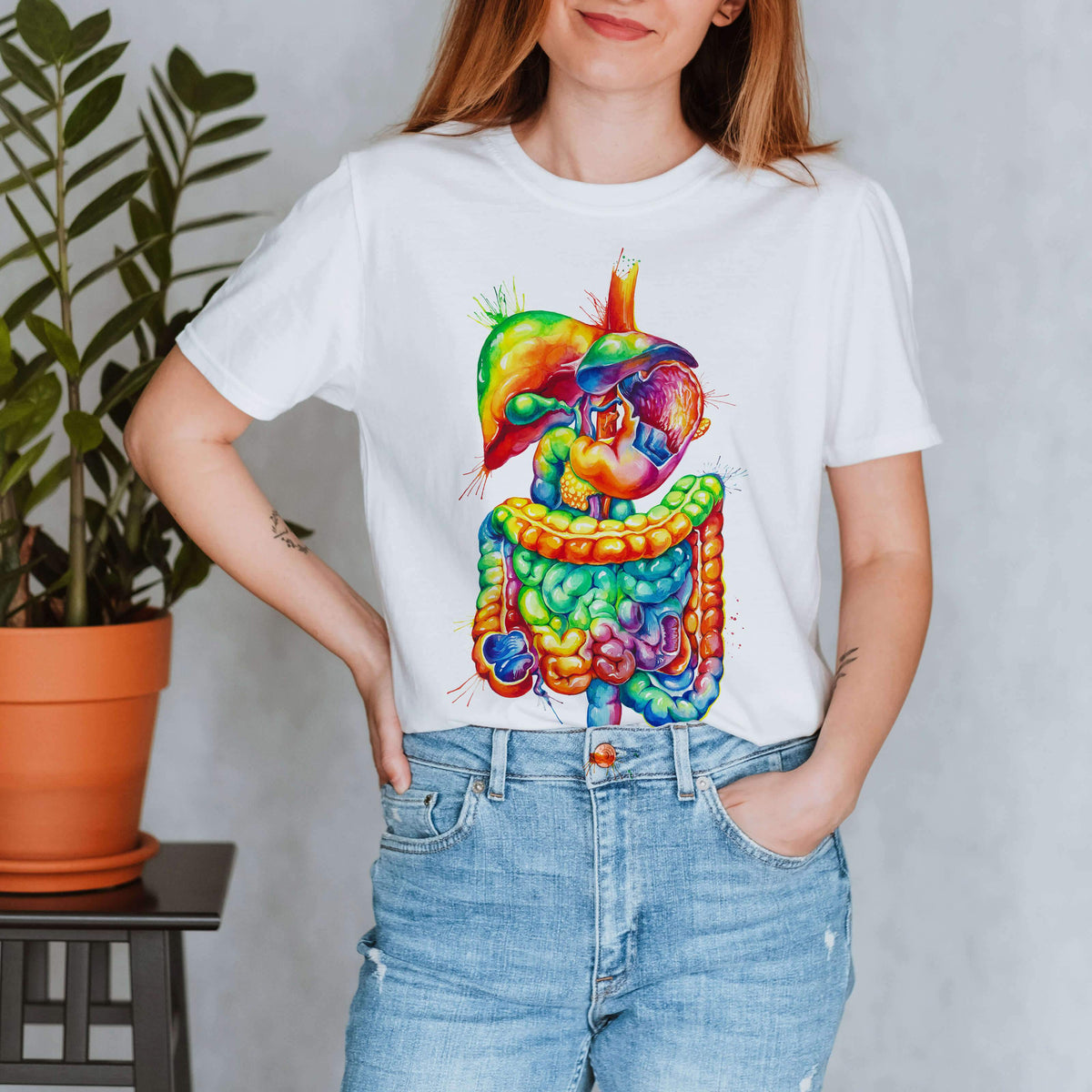 Digestive system T-Shirt - Watercolor - Codex Anatomicus
