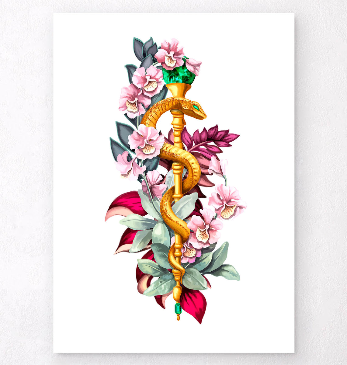 Rod Of Asclepius Art Print Codex Anatomicus