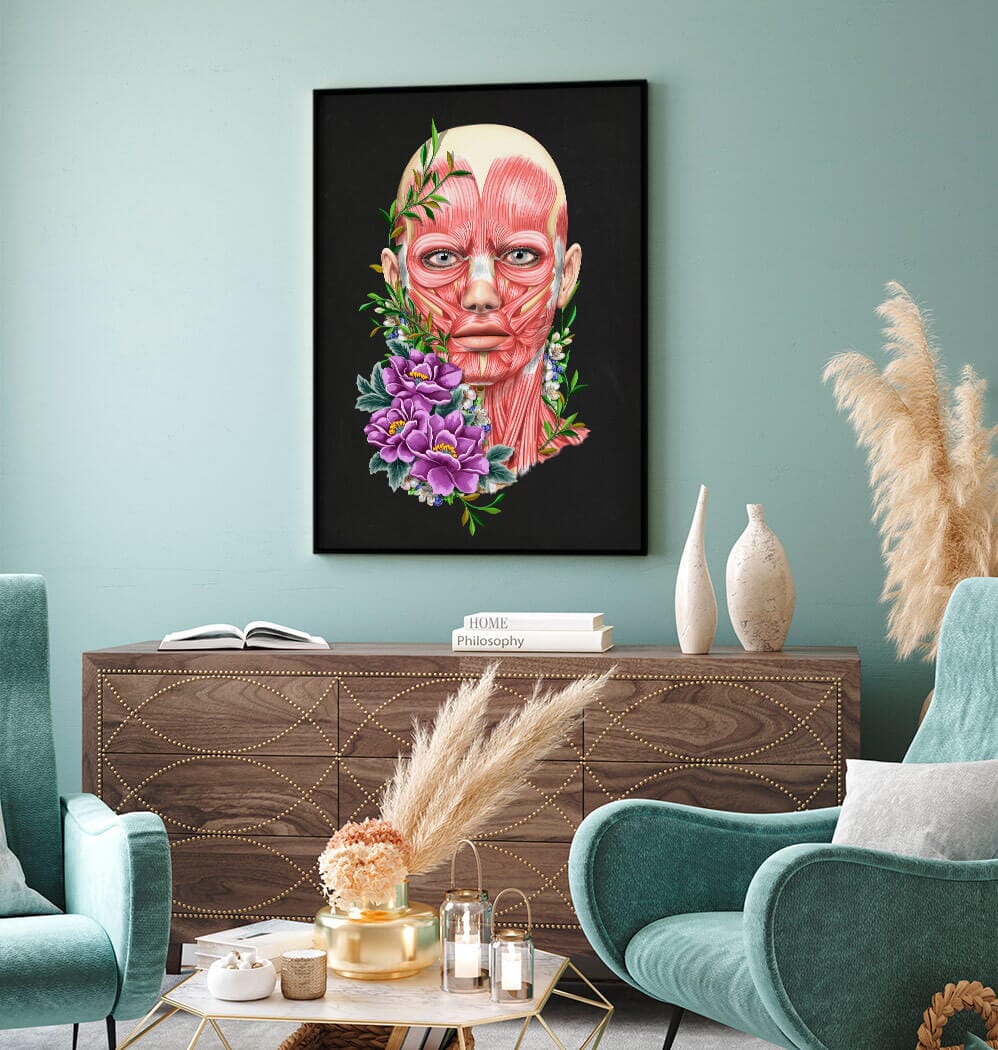 Facial muscles anatomy II - Floral - Black – Codex Anatomicus