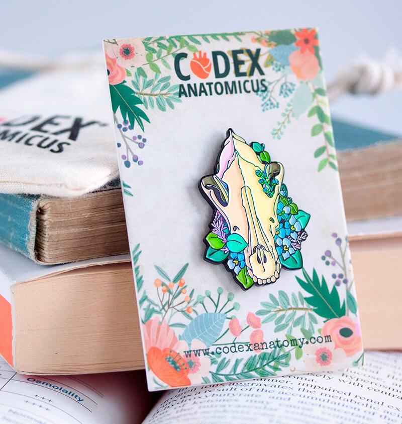 Anatomical dog skull enamel pin - Codex Anatomicus