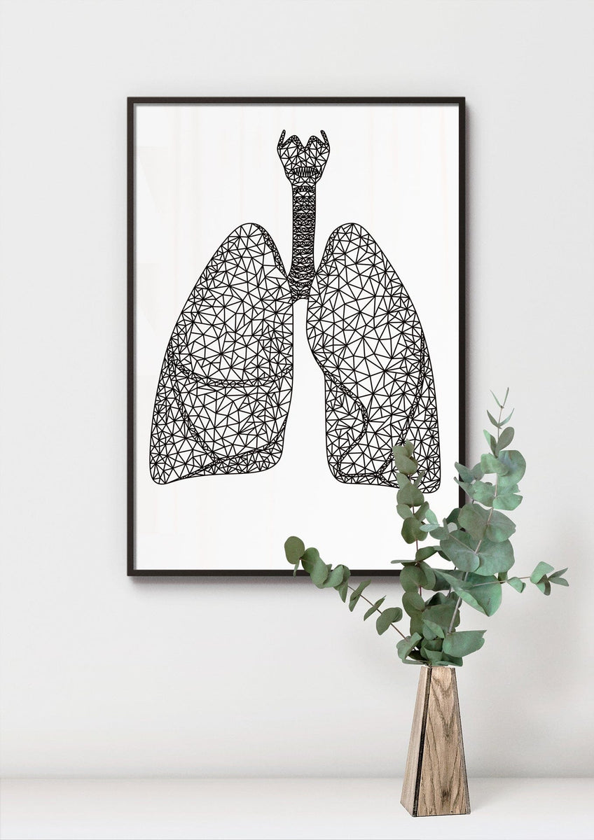 Minimal geometrical lungs anatomy art print - Codex Anatomicus