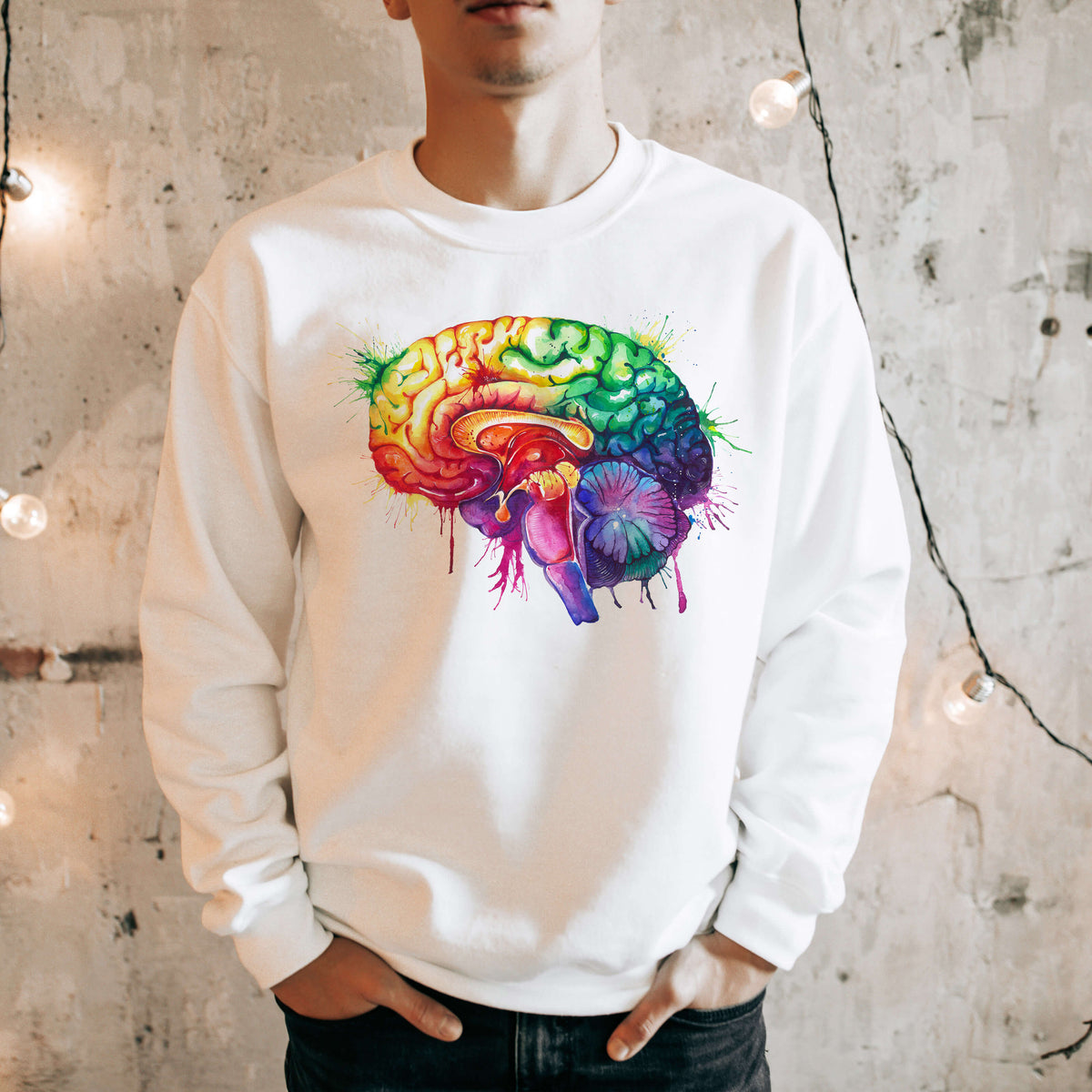 Brain Anatomy Sweatshirt - Watercolor - Codex Anatomicus