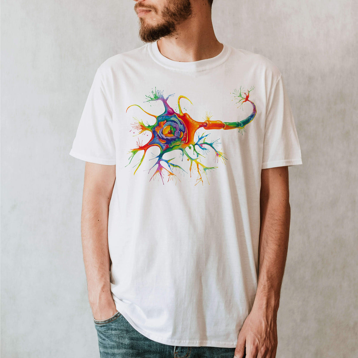 Neuron Anatomy T-Shirt - Watercolor - Codex Anatomicus