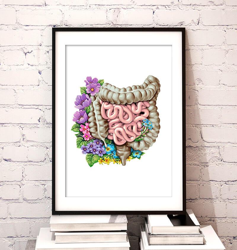 Floral intestines anatomy art print by Codex Anatomicus