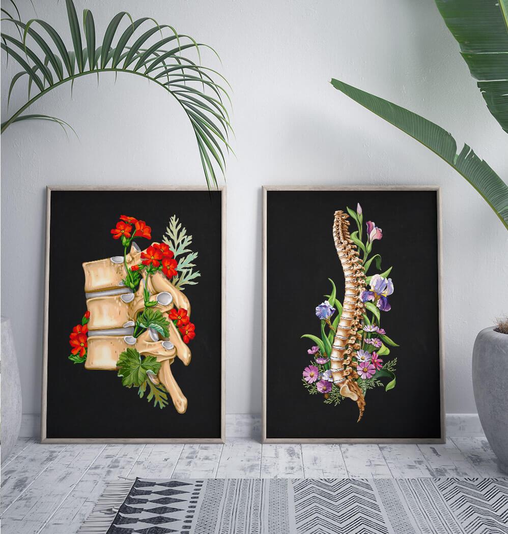 Floral spine anatomy art print – Codex Anatomicus