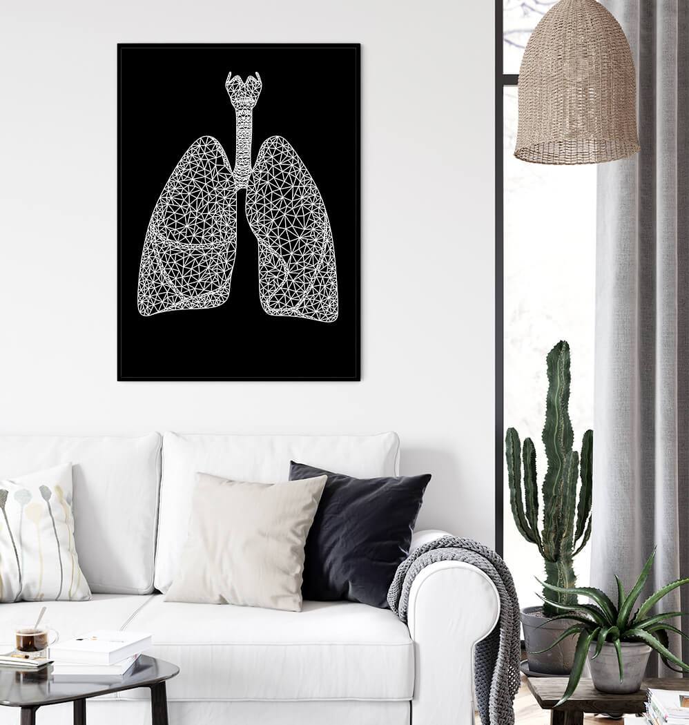 Minimal geometrical lungs anatomy art print - Codex Anatomicus