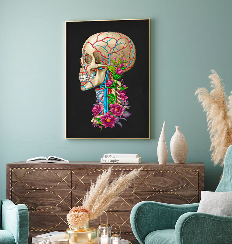 Floral skull - Anatomy art print - Codex Anatomicus
