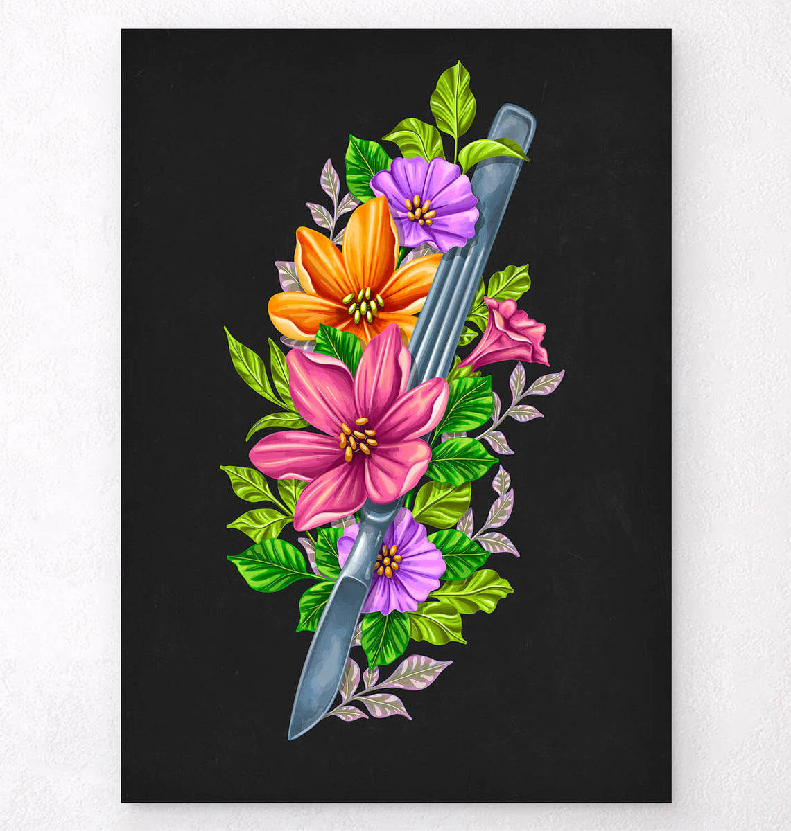 Scalpel with flowers - Art print - Codex Anatomicus