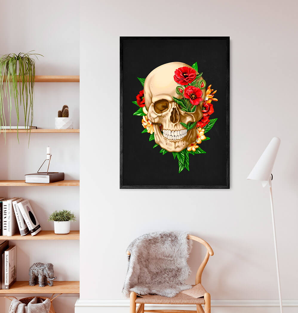 Skull with flowers - Anatomy art print - Codex Anatomicus