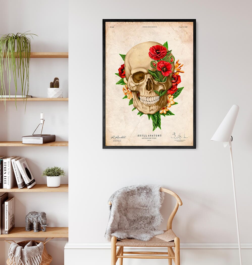 Skull with flowers - Anatomy art print - Codex Anatomicus
