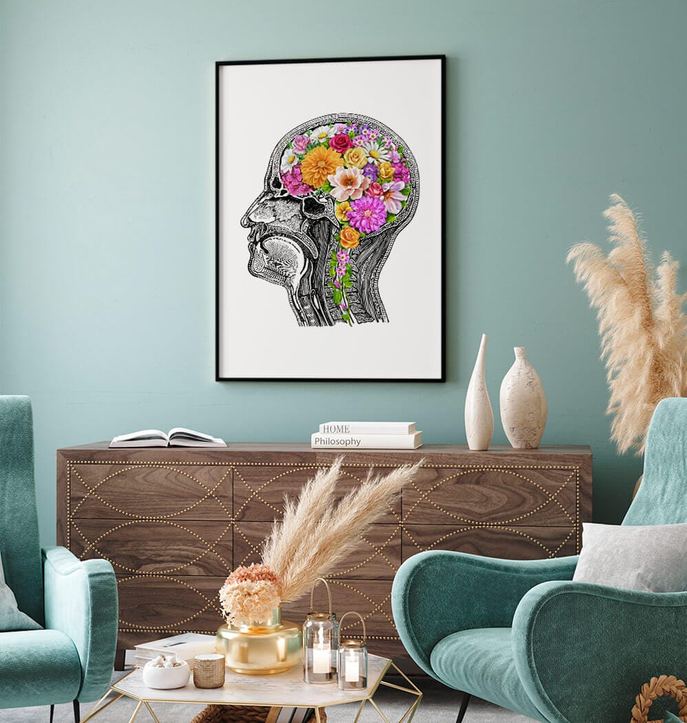 Floral brain anatomy art print - Codex Anatomicus