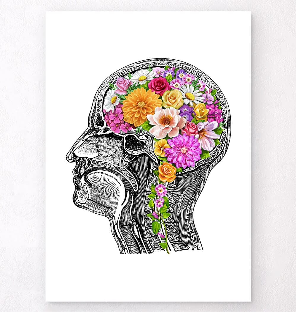 Floral brain anatomy art print - Codex Anatomicus