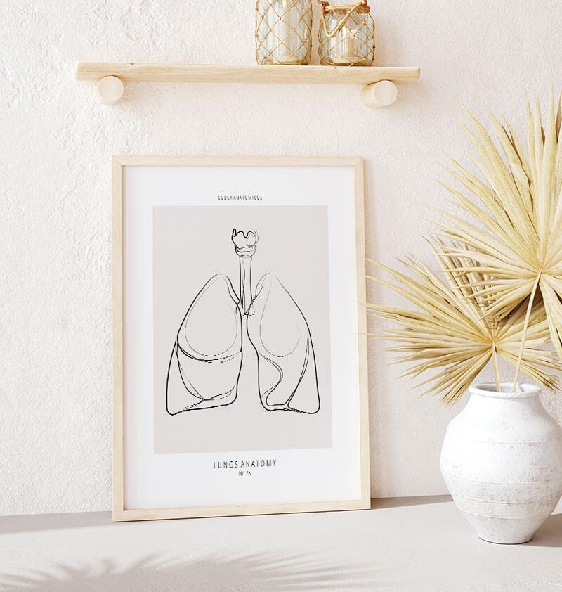 Anatomical lungs line art print - Codex Anatomicus