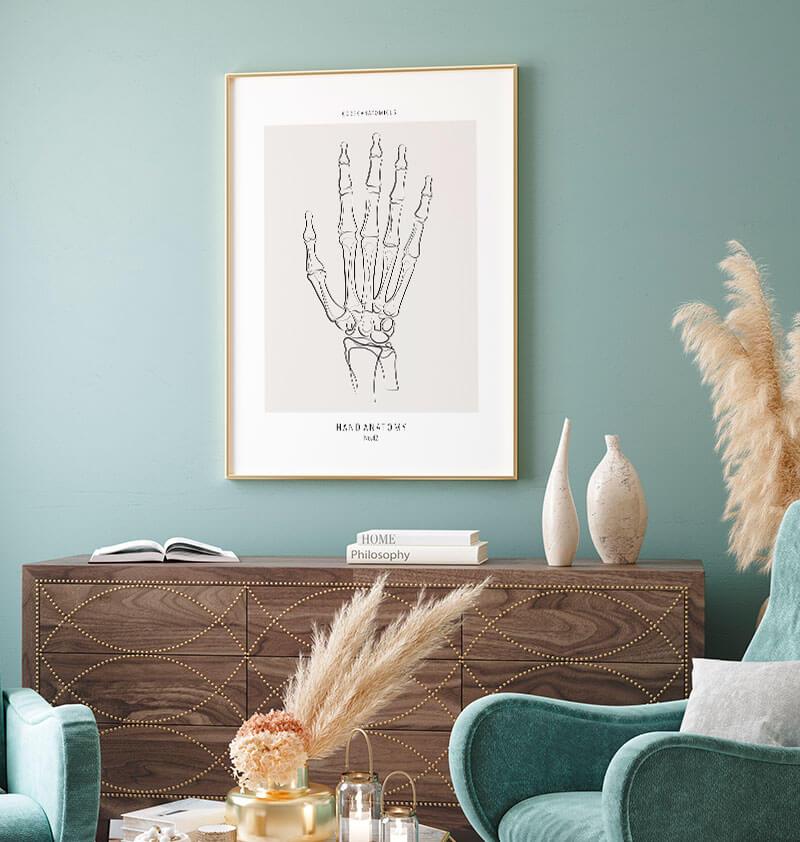 Anatomical hand line art print - Codex Anatomicus