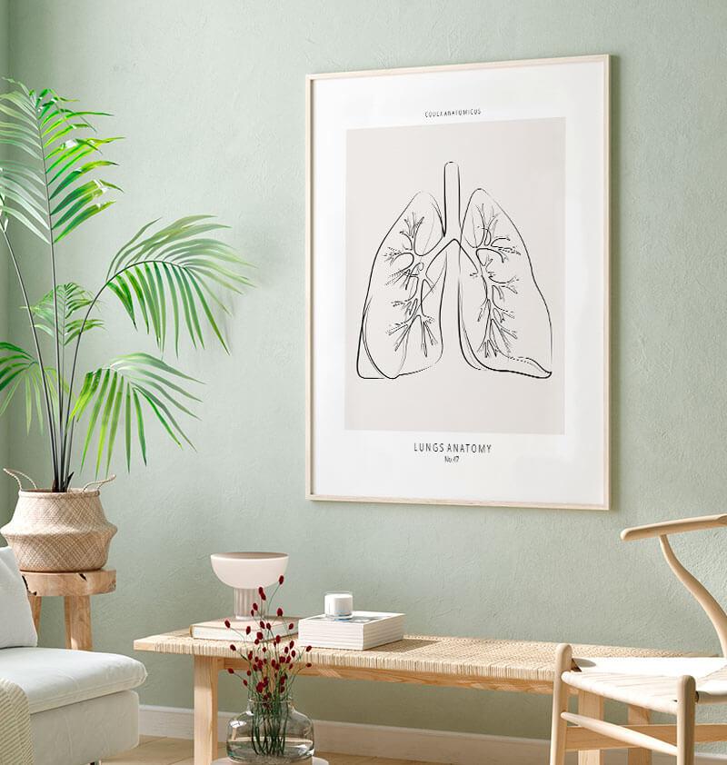 Anatomical lungs line art print - Codex Anatomicus