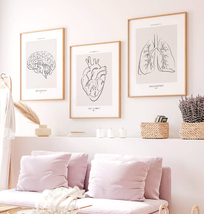 Anatomical lungs line art print - Codex Anatomicus