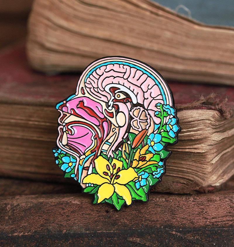 Anatomical head & brain enamel pin - Codex Anatomicus
