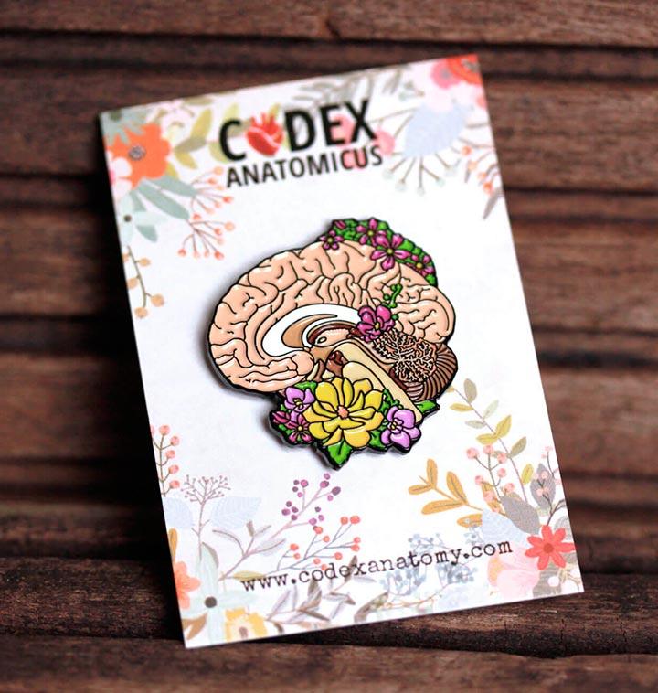 Anatomical brain enamel pin - Codex Anatomicus