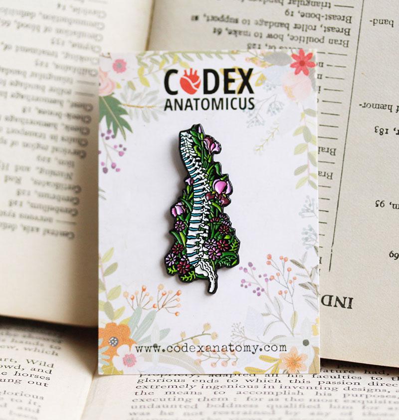 Anatomical spine enamel pin - Medical Gift - Codex Anatomicus